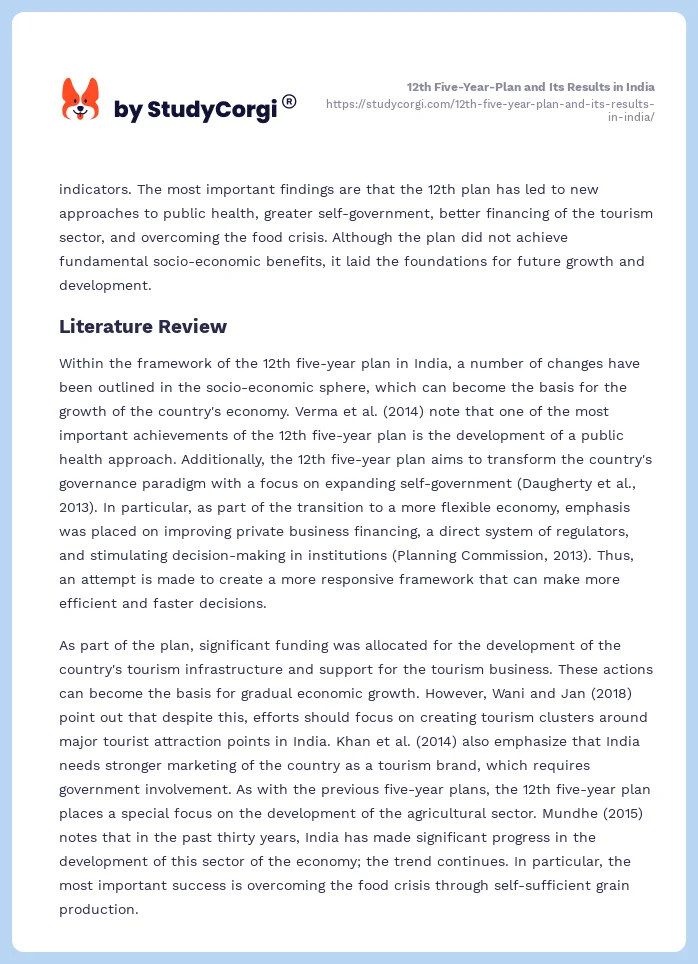 12th Five Year Plan And Its Results In India Free Essay Example