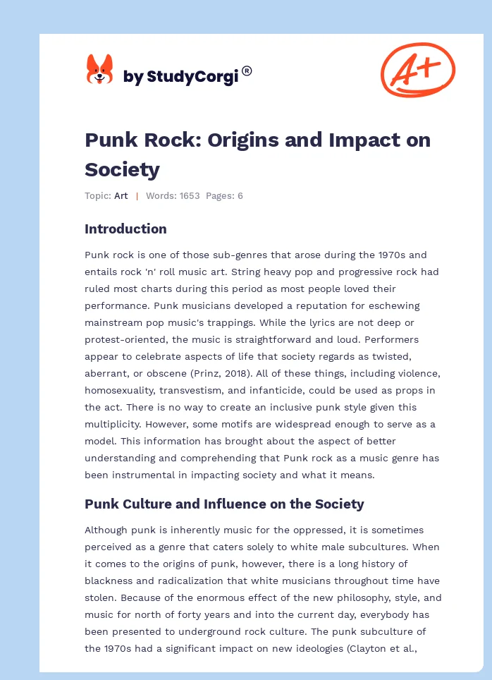 Punk Rock Origins And Impact On Society Free Essay Example Punk Rock Origins And Impact On Society Free Essay Example