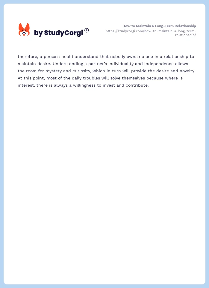How To Maintain A Long Term Relationship Free Essay Example
