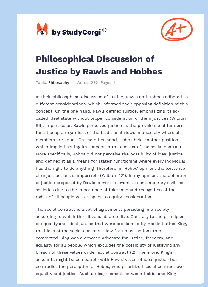 Philosophical Discussion Of Justice By Rawls And Hobbes Free Essay Philosophical Discussion Of Justice By Rawls And Hobbes Free Essay