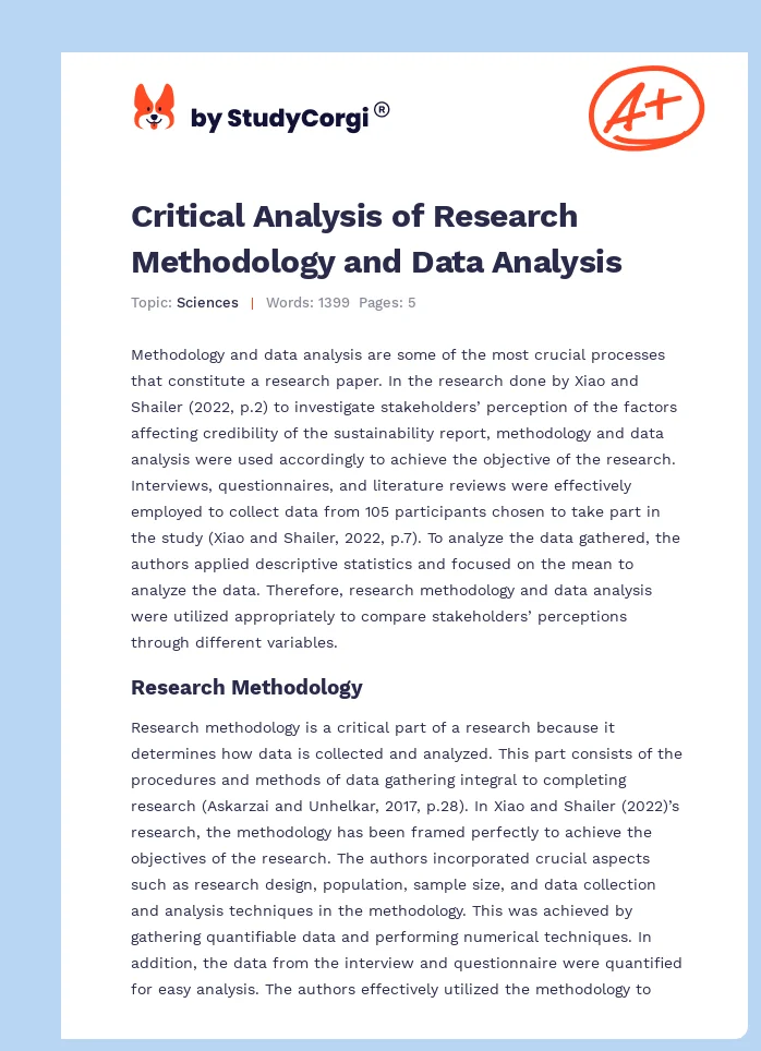 Critical Analysis Of Research Methodology And Data Analysis Free Critical Analysis Of Research Methodology And Data Analysis Free