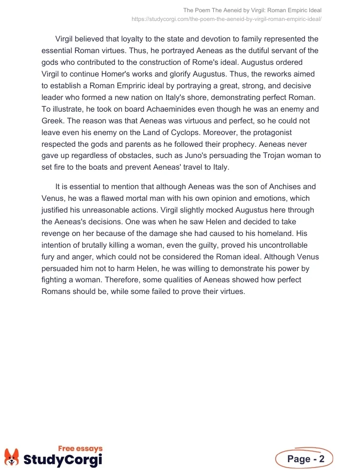 The Poem "The Aeneid" by Virgil: Roman Empiric Ideal | Free Essay Example
