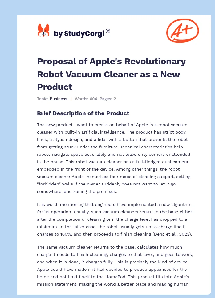 Proposal of Apple's Revolutionary Robot Vacuum Cleaner as a New Product ...