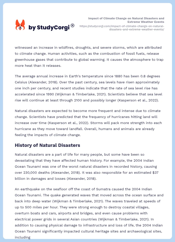 Impact of Climate Change on Natural Disasters and Extreme Weather ...