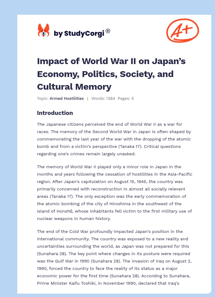 Impact of World War II on Japan's Economy, Politics, Society, and ...