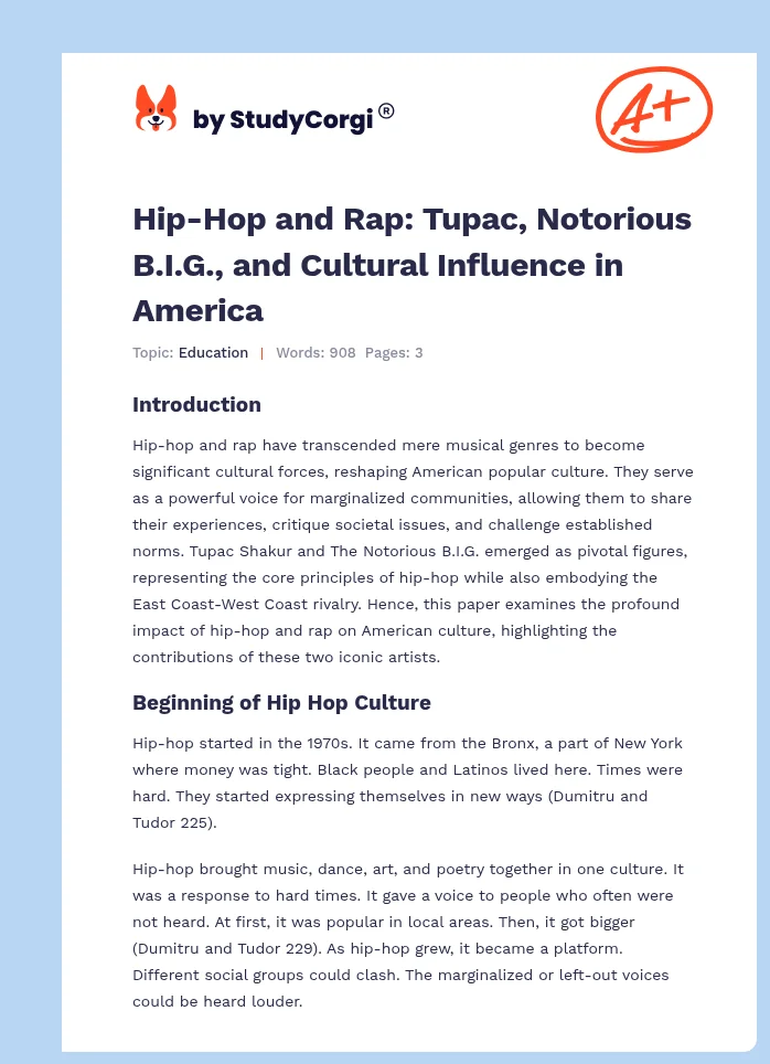 Hip-Hop and Rap: Tupac, Notorious B.I.G., and Cultural Influence in ...